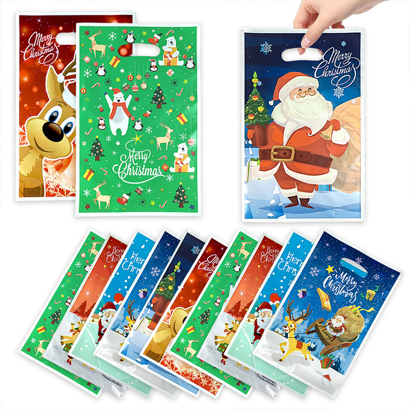 # ANTH # 10PCS Christmas Party Gift Bag Candy Bag การ์ตูน Santa Claus ...