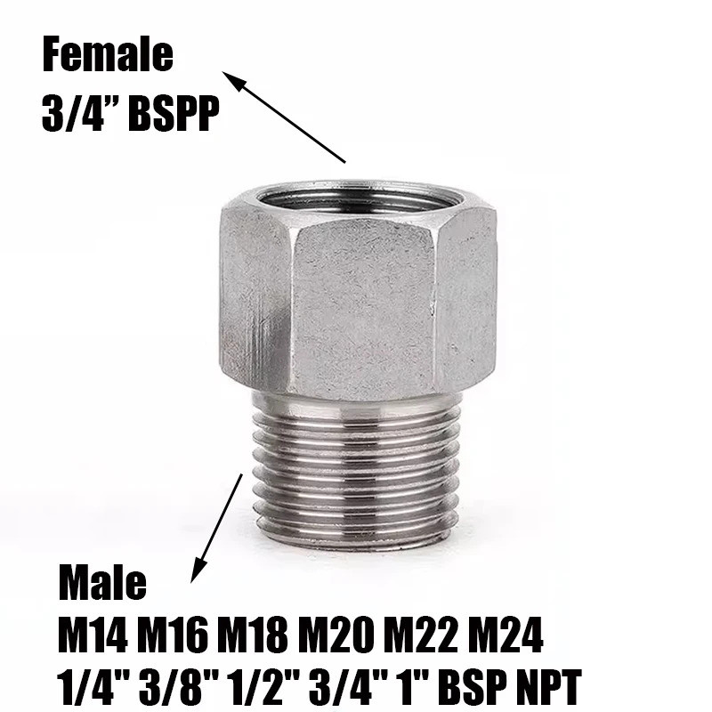 3/4 "BSPP หญิงถึง 1/4 "--1" BSP NPT ชาย 304 สแตนเลสแรงดันสูง Bushing อะ ...