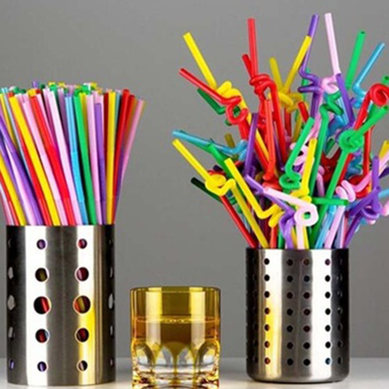 [GEX] 100 ชิ้นพลาสติกยืดหยุ่น bendy party หลอดดื่มศิลปะแบบใช้แล้วทิ้งหลากสี [TH] | Shopee Thailand