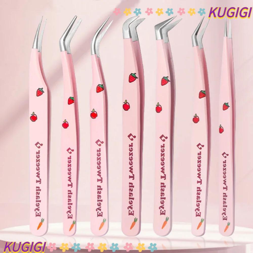 KUGIGI Lashes Extension Tweezer, Pincet Curved Strip สแตนเลสแหนบขนตา ...