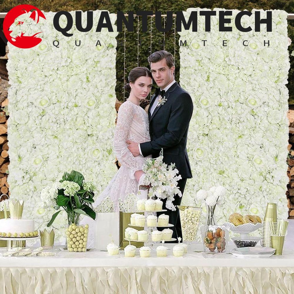 QUANTUMTECH ดอกไม้ประดิษฐ์แผงผนัง,Handmade Rose Theme งานแต่งงานฉากหลังผนัง,ยาวนานกว้าง ...