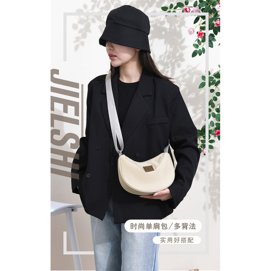 MMstore JIELSHI กระเป๋าสะพายข้าง female style new solid color nylon ...