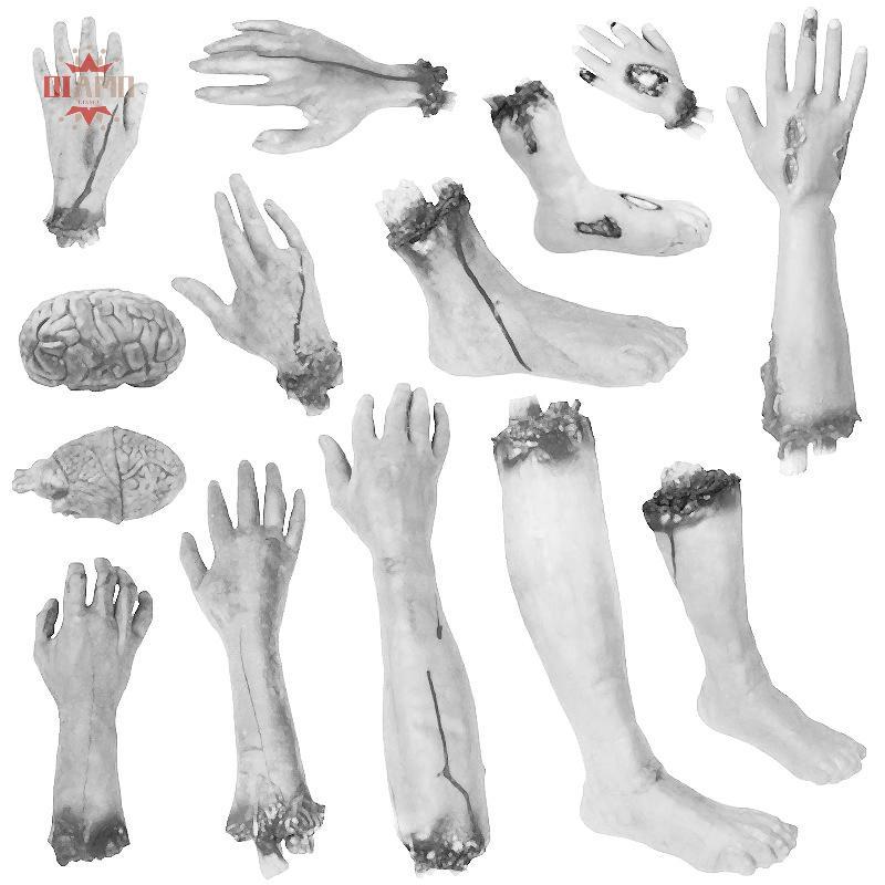 [Yulong] ปลอมมือรุนแรงฮาโลวีน Zombie Hand Severed Arm Props Broken Body ...