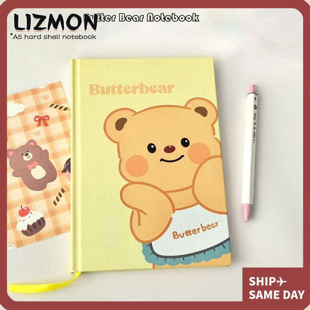 LIZMON Butter Bear Notepad, 180Sheets Multifunctional Butter Bear Notebook, น่ารักการ์ตูนไดอารี่ ...