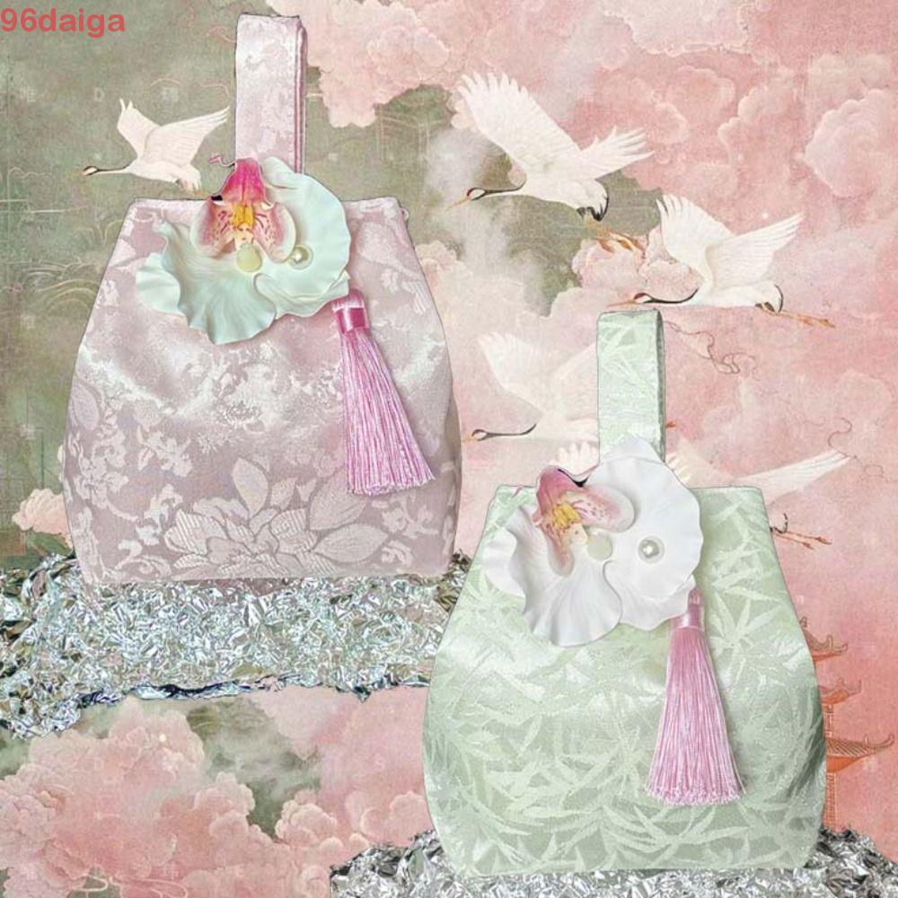 DAIGA กระเป๋าถือสไตล์จีน พิมพ์ลายพู่และ orchid สำหรับของเล็กๆ การ ...