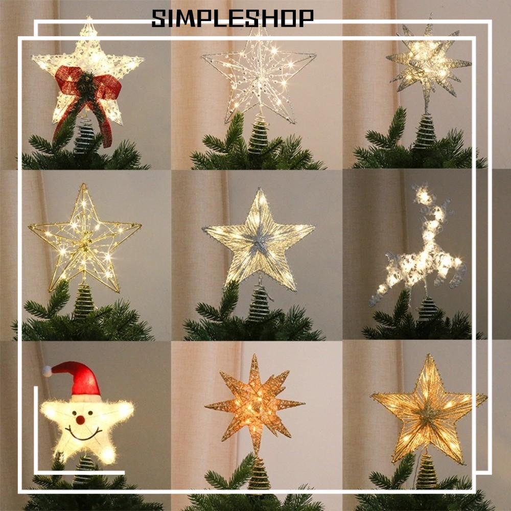 SIMPLESHOP ต้นคริสต์มาส Topper, เกล็ดหิมะกลวง Glitter Star เครื่องประดับต้นคริสต์มาส, Light Up ...