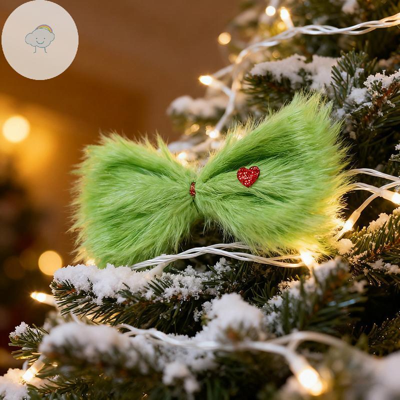 TWOE คริสต์มาส Bow Tree Topper งานรื่นเริงสีเขียว Furry Decor วันหยุด ...