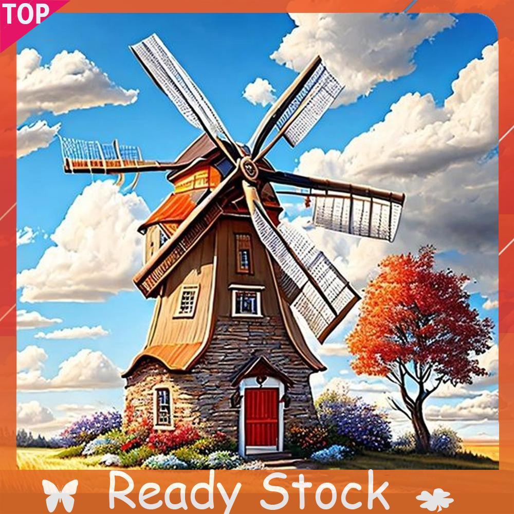 5D DIY เจาะเพชร Windmill Cottage สำหรับตกแต่งบ้าน ขนาด 40x40 ซม. ...