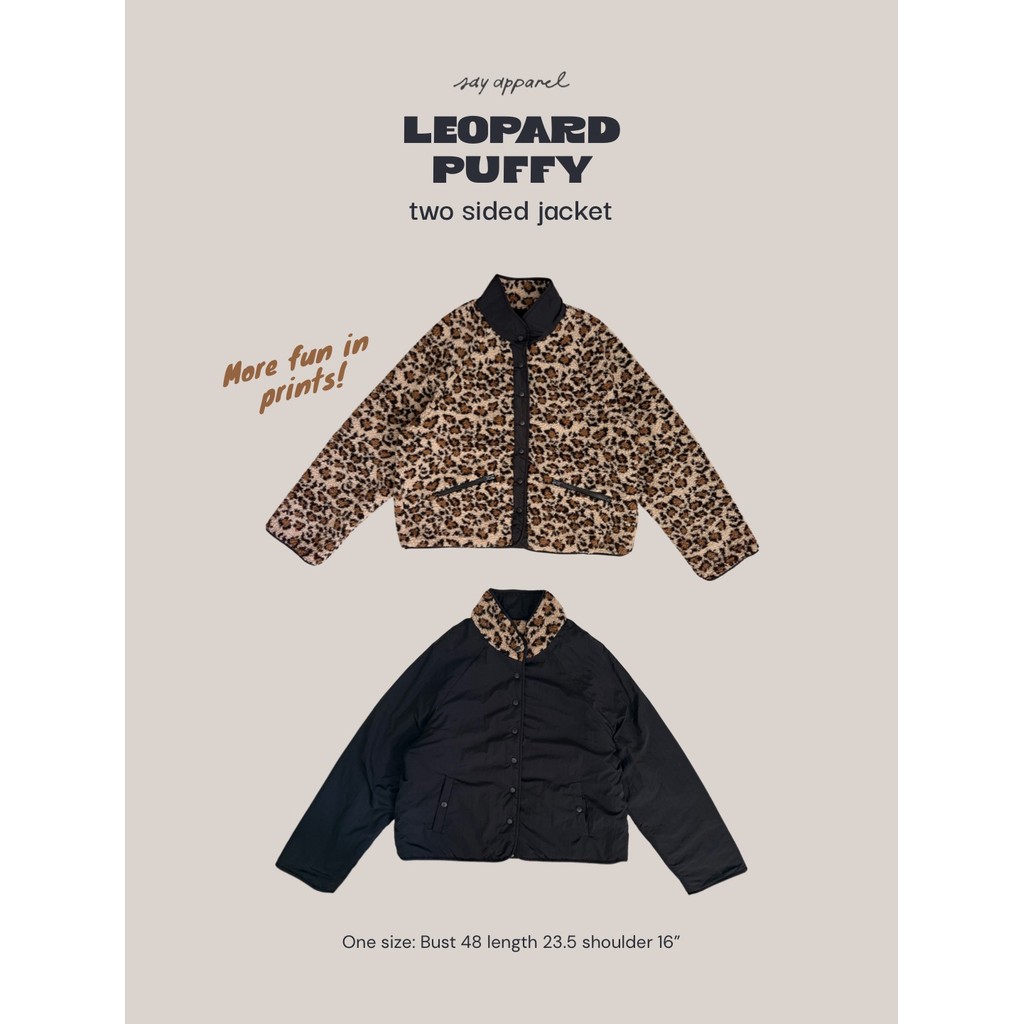 SAY APPAREL: Leopard puffy jacket แจ็กเกตใส่ได้สองด้านลายเสือ | Shopee ...