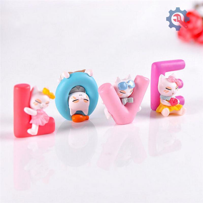 [GEX] 4 ชิ้น Love Cat เรซิ่น Miniature ตุ๊กตาตุ๊กตาตกแต่งสวน Micro Landscape [TH] | Shopee Thailand