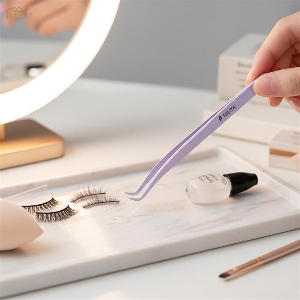 Anti กาวแหนบขนตาปลอม Professional Lash เครื่องมือ Gold Feather Clamp ...