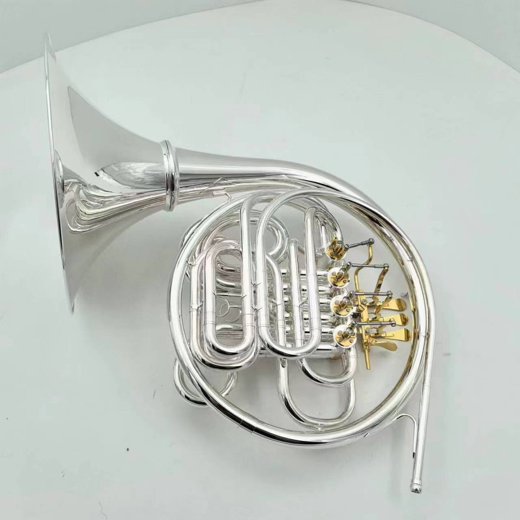 คุณภาพสูง French Horn Double 4 คีย์ F/Bb Tune Silver ทองเหลืองชุบพร้อม ...