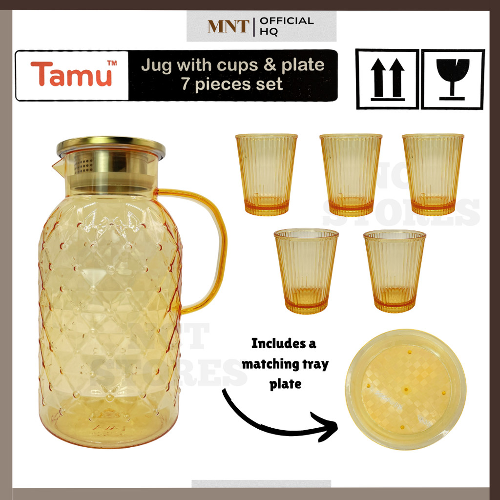 LAVA x TAMU ชุดเหยือกคริสตัลพร้อมถ้วยและถาด 4 ถ้วยอะคริลิค Dulang Jug ...