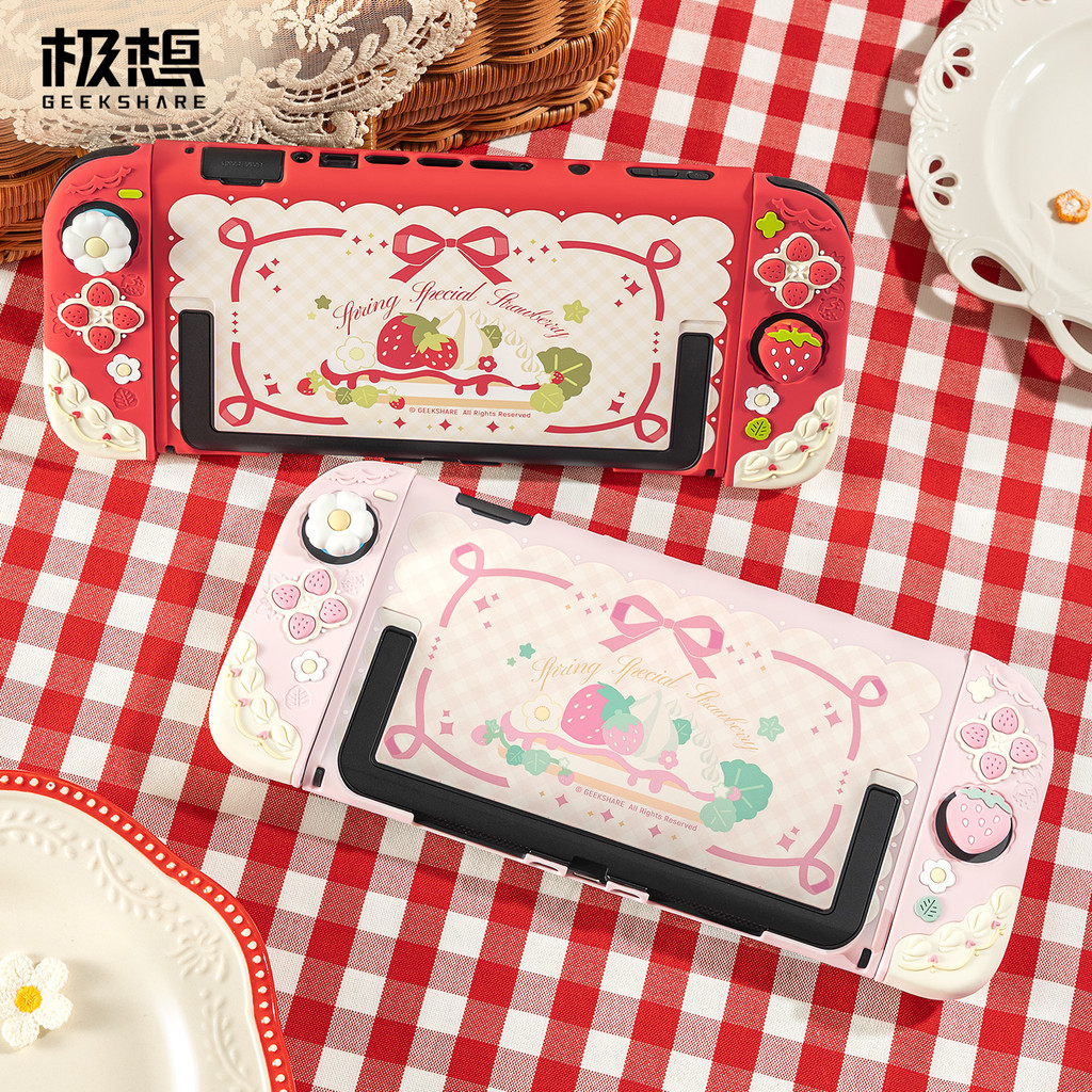 Geekshare Spring Strawberry Original Design เคสซิลิโคนสําหรับ Nintendo ...