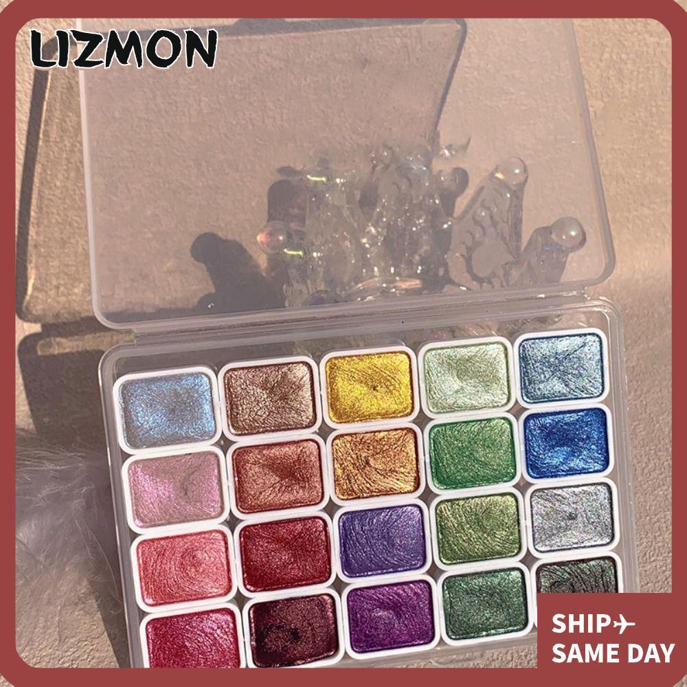 LIZMON สีน้ําภาพวาดเม็ดสีชุด,ดอกไม้ Decor Shine Pearlescent Glitter สี ...