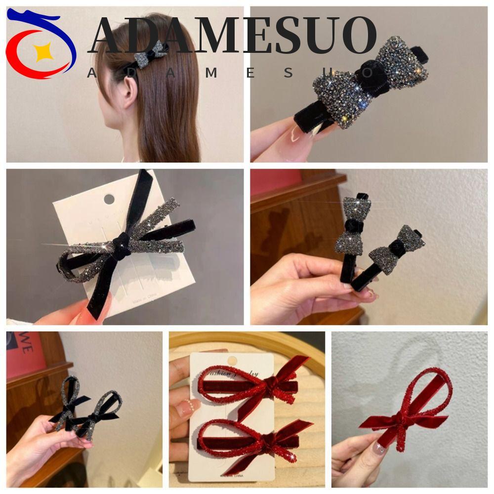 ADAMESUO กิ๊บติดผม สไตล์เกาหลี ตกแต่งคริสตัล สีแดงและดำ เหมาะสำหรับงาน.partyหรือสวมใส่ทุกวัน ...