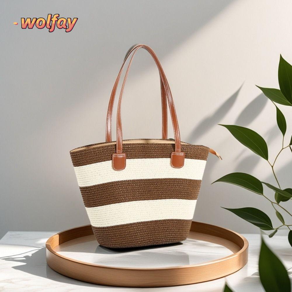 YOLANDA Tote Bag กระเป๋าถักจากเส้นใยธรรมชาติ ขนาดใหญ่ สำหรับวันหยุด ...