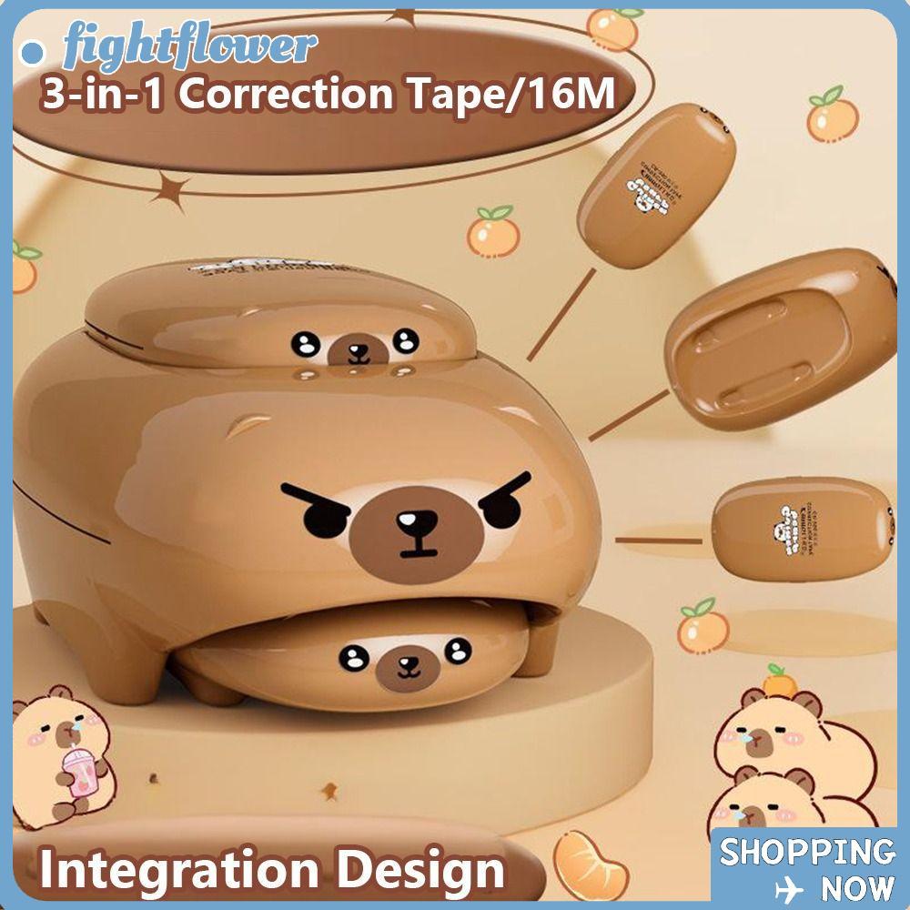 FIGHT Correction Tape, Silent 16M เทปเคลือบเงียบความจุขนาดใหญ่ แบบพกพา 3-in-1 Capybara/Panda ...