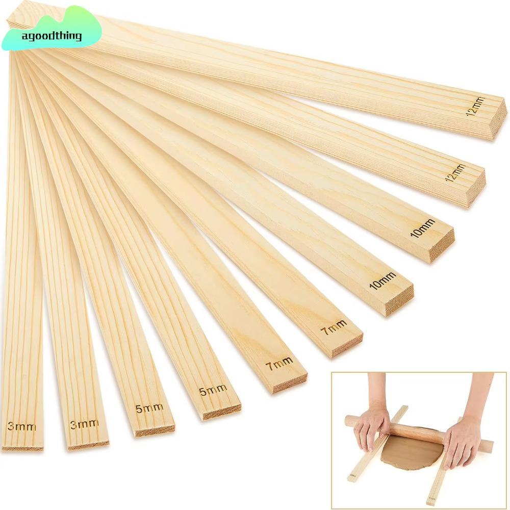 AGOODTHING 8 ชิ้น Slab Rolling Guides ชุด,ไม้ Beige Rolling Pin คู่มือ ...