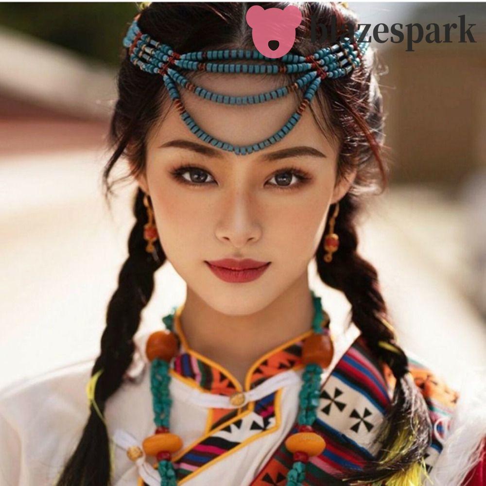 BLAZESPARK ผู้หญิงหัว,ลูกปัดพู่ Gypsy Tribal โบฮีเมียลูกปัดแถบคาดศีรษะ, Retro Dai สไตล์หน้าผาก ...