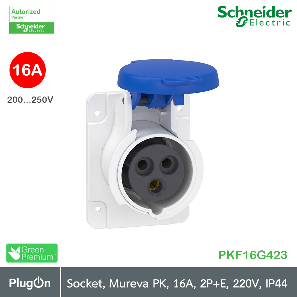 Schneider Electric Socket, Mureva PK, Panel-Mounted, Straight, 16A, 2P ...