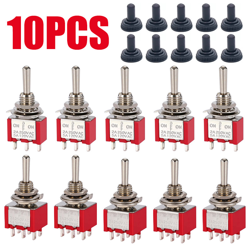 10ชิ้น6มิลลิเมตรขนาดเล็กสวิทช์สลับสวิทช์เสาเดียวโยนมินิกันน้ําหมวกไมโคร ...
