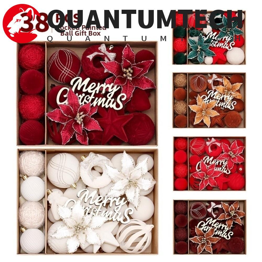 QUANTUMTECH 38PCS ตกแต่งคริสต์มาส Ball,วัสดุกํามะหยี่ DIY หัตถกรรม Flocked Christmas Balls,จี้ ...