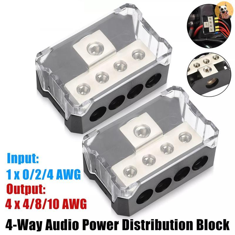 [CO] 2 ชิ้น 4 Way Power Distribution Block Zinc Alloy Power Ground Amp ...