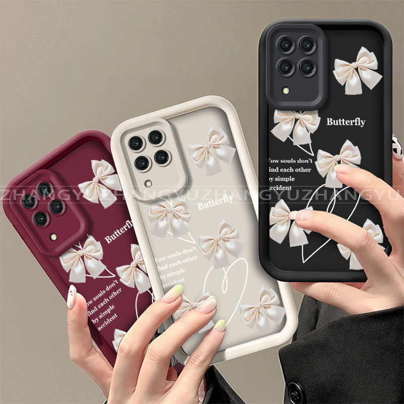 เหมาะสําหรับ Samsung A12 M12 A22 4G A22 5G เคสโทรศัพท์ผีเสื้อโบว์ anti ...