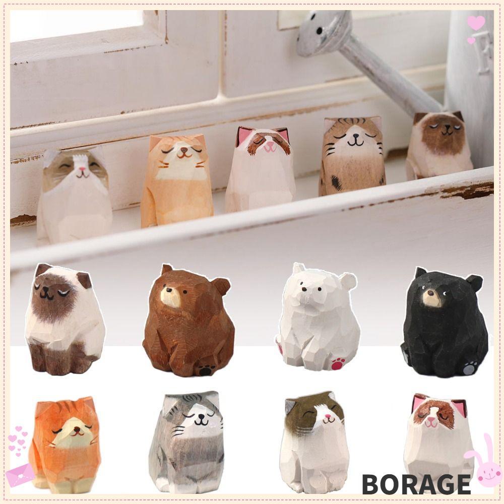 BORAG ไม้หมีตุ๊กตา,แกะสลักการ์ตูนสัตว์แกะสลักรูปปั้นแมว,ของเล่นเด็ก ...