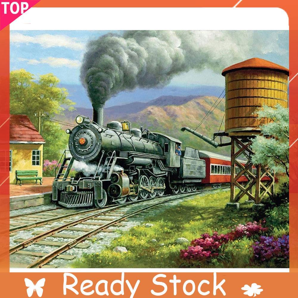 5D DIY เต็มรอบเจาะเพชรภาพวาด Steam Train Kit ตกแต่งบ้าน 50x40 ซม. ...