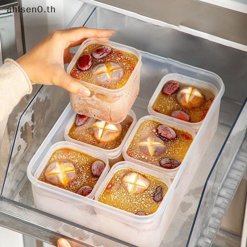 Ahlsen0 Crisper 6 กริดตู้เย็นกล่องเก็บแบ่งขนาดแช่แข็งซุปกล่อง Trasapit ปิดผนึกสดกล่องเครื่องเทศ ...