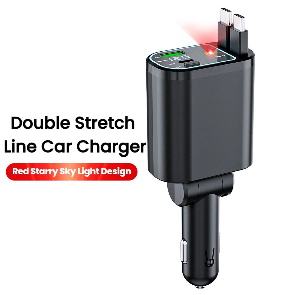 Elough 4-in-1 Retractable USB+ Type C ที่ชาร์จแบตในรถพร้อม Dual Type C ...