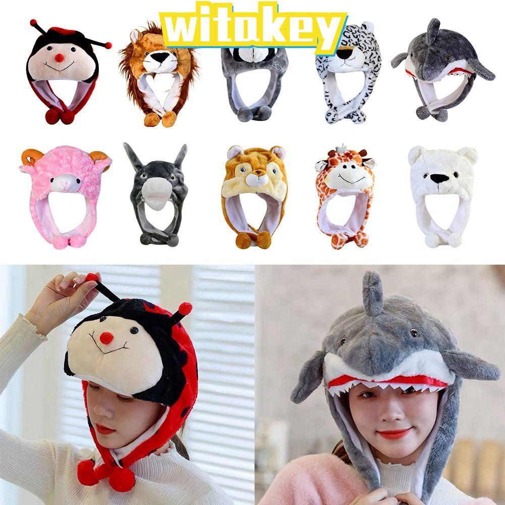 WITAKEY สัตว์ Earflap หมวก, การ์ตูนคออุ่น Plush Moving หมวก, หมวก Bomber สัตว์ Earmuff Earflap ...