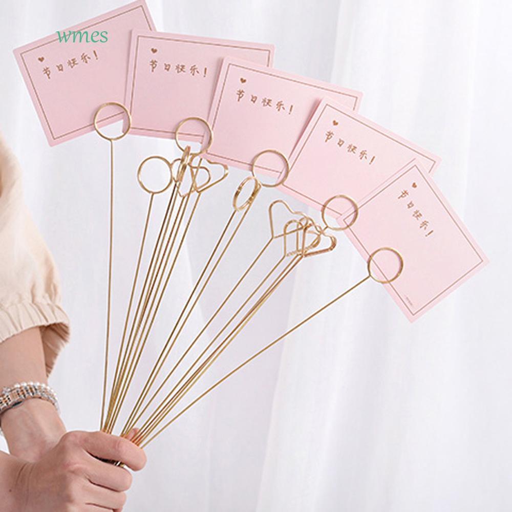 WMES1ZA โปสการ์ดคลิปหัวใจวันเกิดโลหะงานแต่งงานข้อความการ์ดขาตั้ง DIY ...