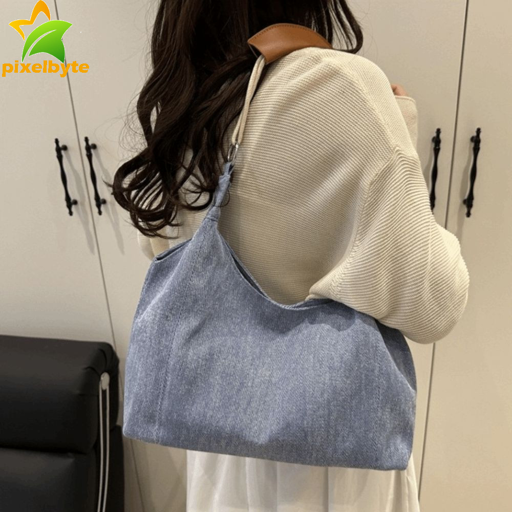 PIXELBYTE Denim Tote สไตล์ Y2k Harajuku ขนาดใหญ่สำหรับการใช้งานทั่วไป ...