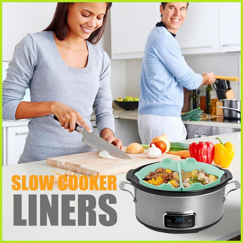 หม้อหุงช้า Liners 1 คู่ Fit 6-8 Qt เครื่องครัว Gadget Reusable ซิลิโคน ...