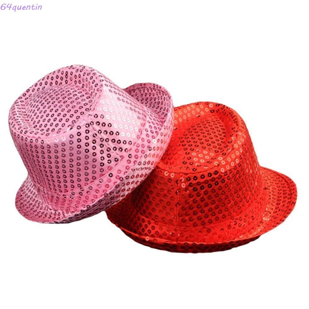 QUENTIN Dance Jazz Fedora Hat กะทัดรัดด้วยเลื่อมระยิบระยับ ขนาด 58 ซม. ...