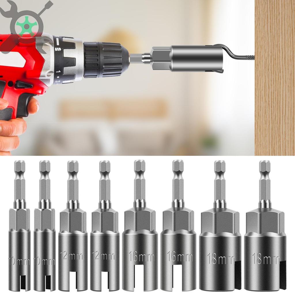 8 ชิ้น 1/4 "Hex Shank Nut Driver CR-V เหล็ก Wing Nut Driver 4 ขนาด 10 ...
