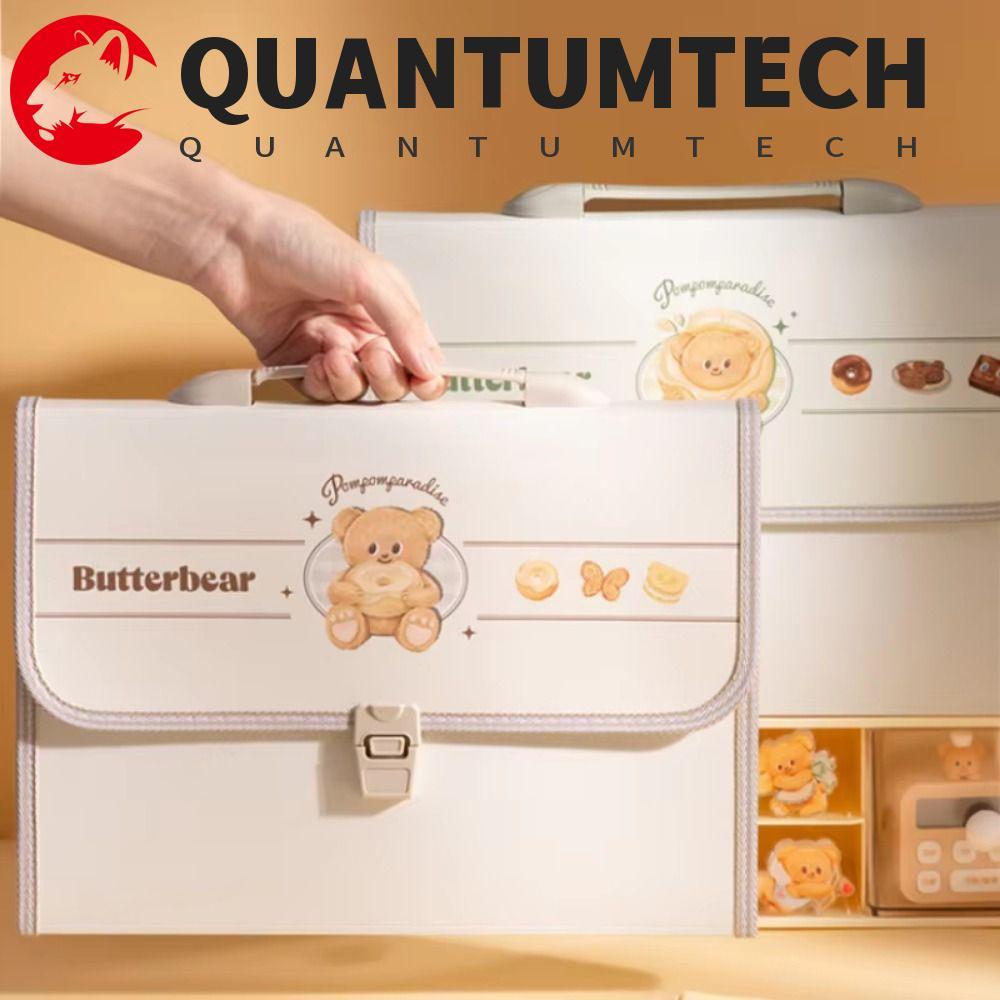 QUANTUMTECH โฟลเดอร์แฟ้มขยาย, 8/13 ตารางความจุสูง A4 กระเป๋าเอกสาร, การ์ตูน Kawaii พร้อมที่จับ ...