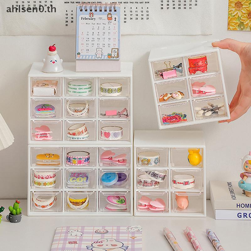 Ahlsen0 โปร่งใสลิ้นชักพลาสติกต่างหูเครื่องประดับลิ้นชักกล่อง Mini ลิ้นชัก Desktop Organizer ...