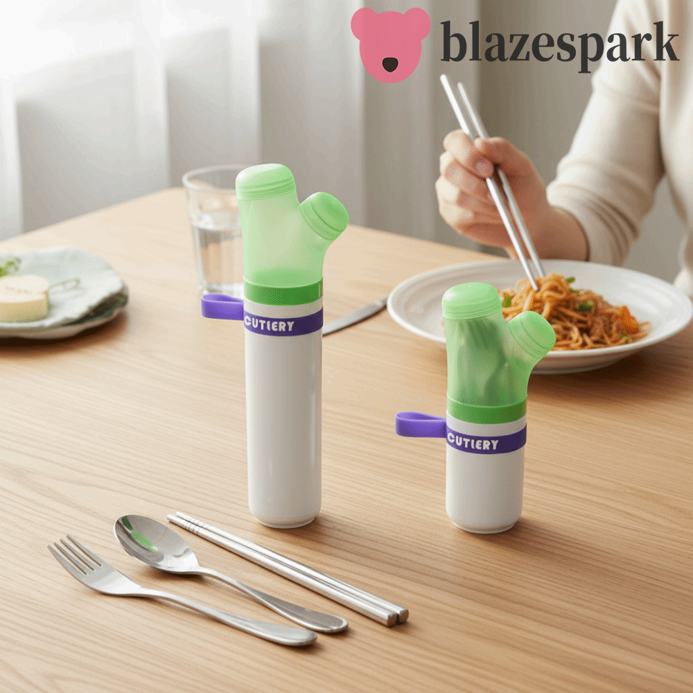 BLAZESPARK กล่องเก็บช้อนส้อม, พร้อมกล่องเก็บชุดช้อนและตะเกียบ Dopamine, ช้อนส้อมสแตนเลสรูปทรง ...