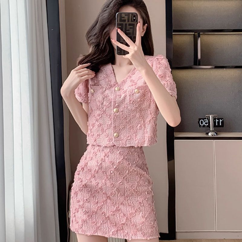 เสื้อผ้าใหม่พร้อมสต็อก เซียวเซียง ชุดสองPCS สไตล์สีชมพูซอฟท์ สำหรับฤดู ...