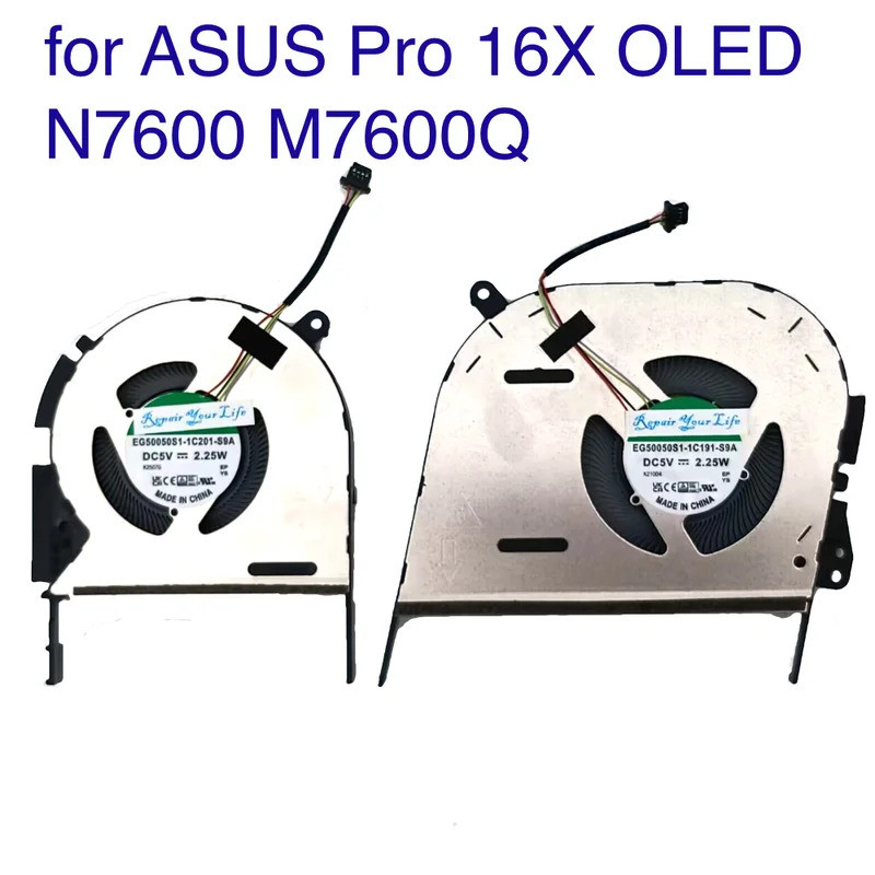 CPU GPU พัดลมระบายความร้อนสําหรับ ASUS Pro 16X OLED N7600 M7600 M7600Q ...