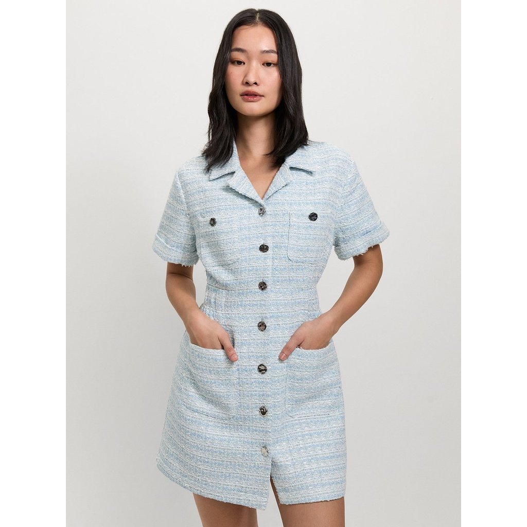 [Pomelo] เดรสผ้าทวีตแต่งกระเป๋าหน้า / Tweed Front Pocket Dress | Shopee ...