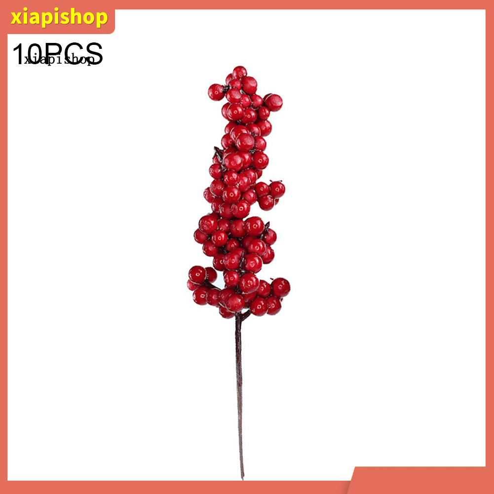 XPS 10 ชิ้น Mini รอบประดิษฐ์ Red Berries ดอกไม้คริสต์มาสปีใหม่ ...
