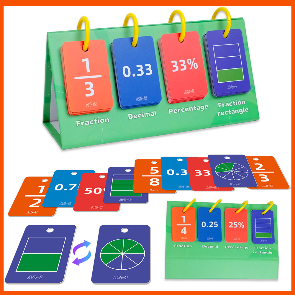Math Fraction Decimal Percentage Conversion Flash Cards Montessori Math ...