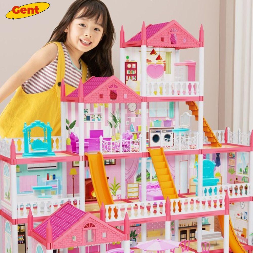 GENT Dream DollHouse Castle, พร้อมไฟ LED Assembly Villa Princess Castle ...