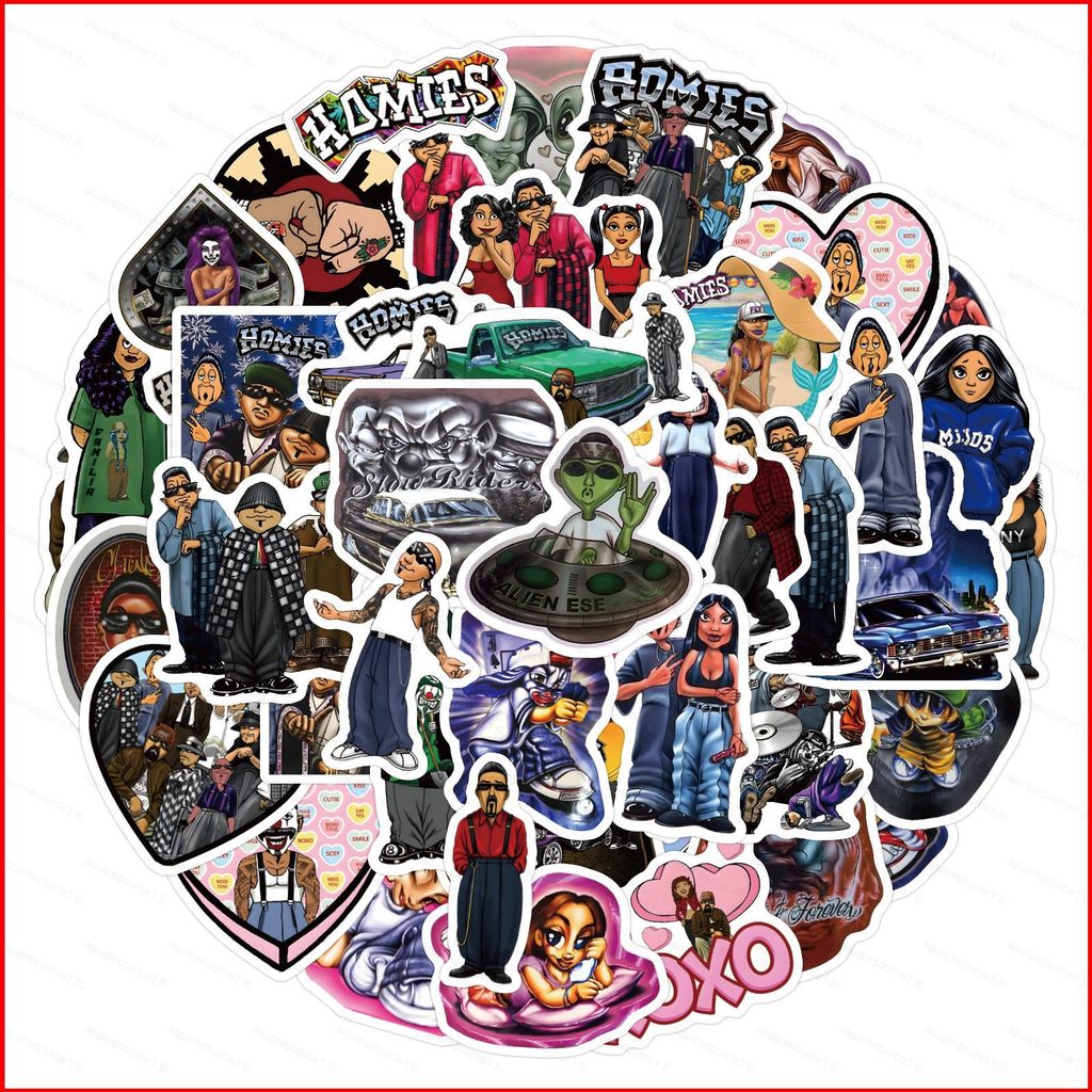 SQ1 60 ชิ้น/เซ็ต Homies การ์ตูน Graffiti สติกเกอร์กีตาร์โน้ตบุ๊คกระเป๋า ...