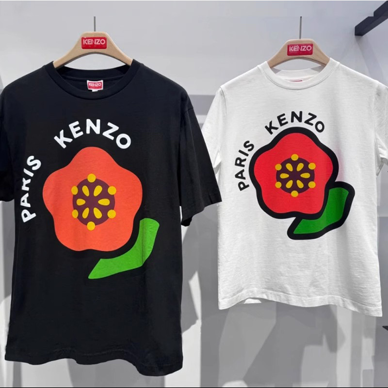 KENZO POP BOKE POP Begonia ดอกไม้แขนสั้นผู้ชายผู้หญิงสไตล์เดียวกันเสื้อยืดคู่ | Shopee Thailand